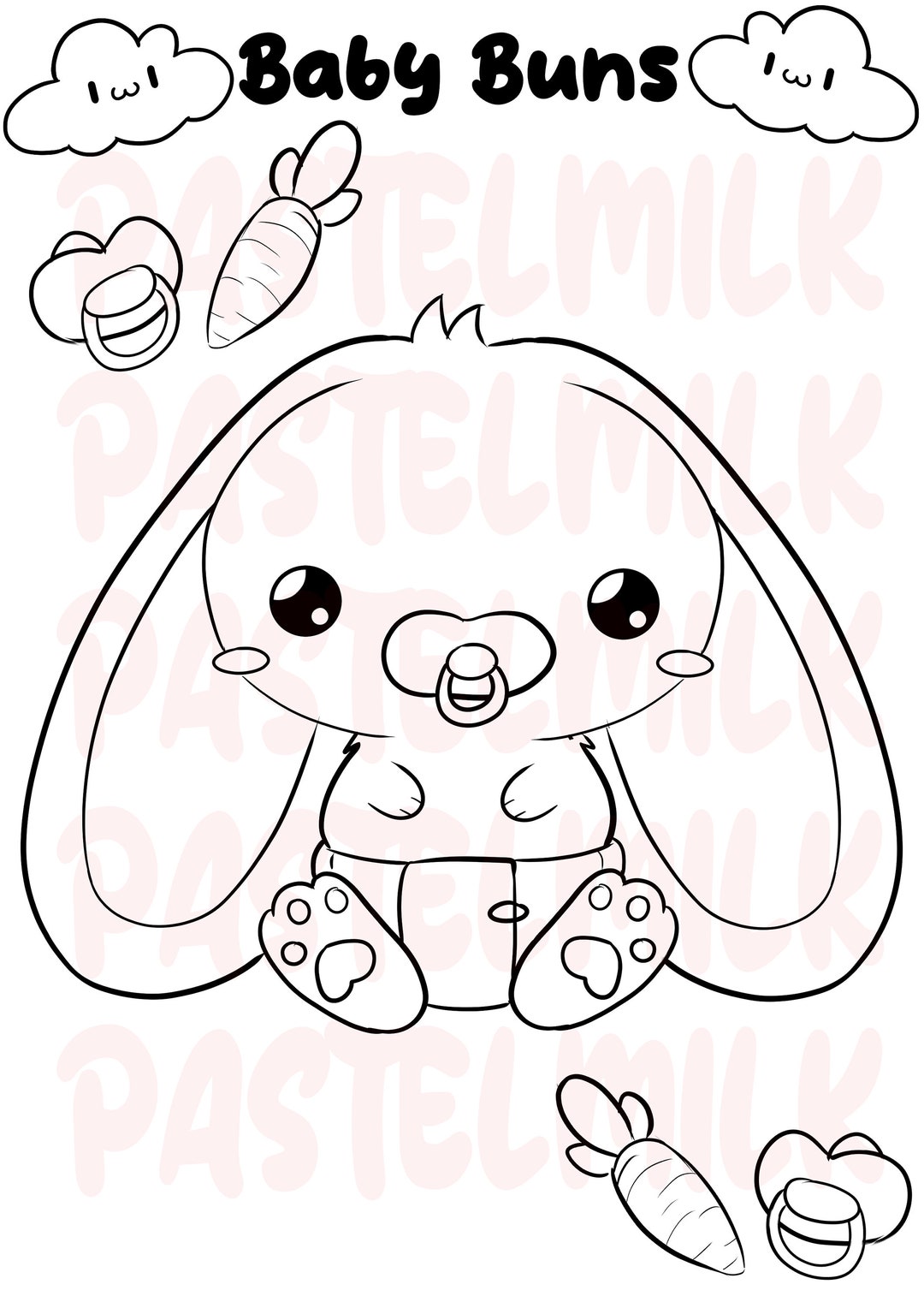 Cute Baby Bun Coloring Page - Etsy