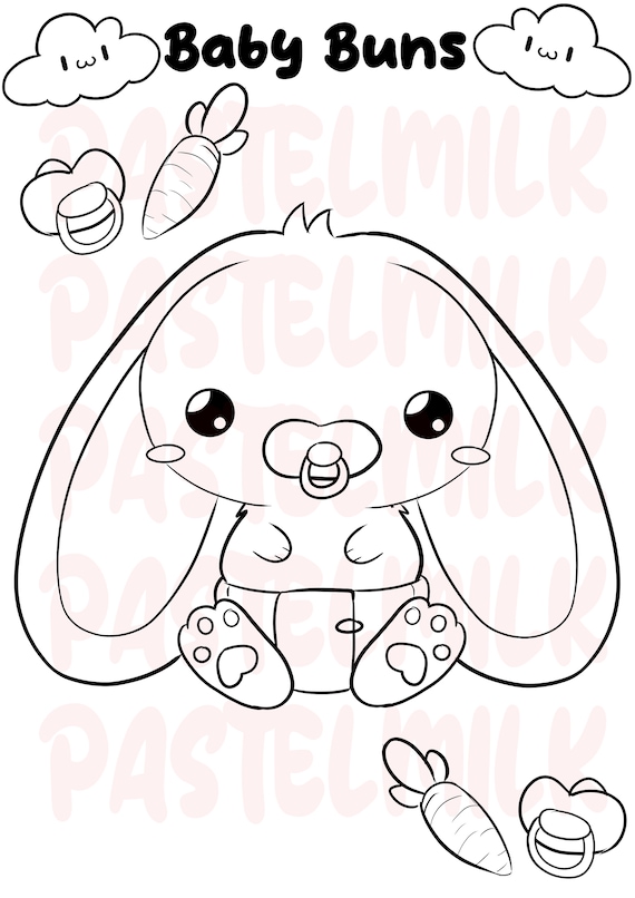 Cute Baby Bun Coloring Page - Etsy