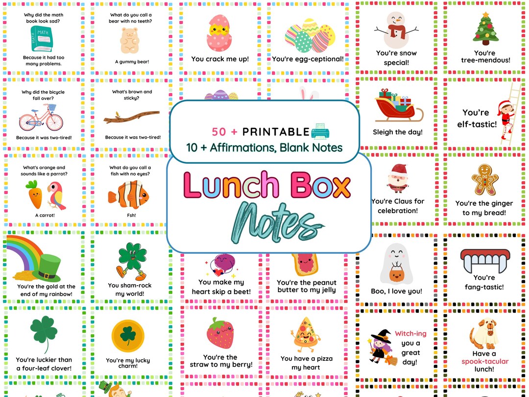 Lunch Box Notes for Kindergartener From Mom, Lunch Box Notes for Kids ...