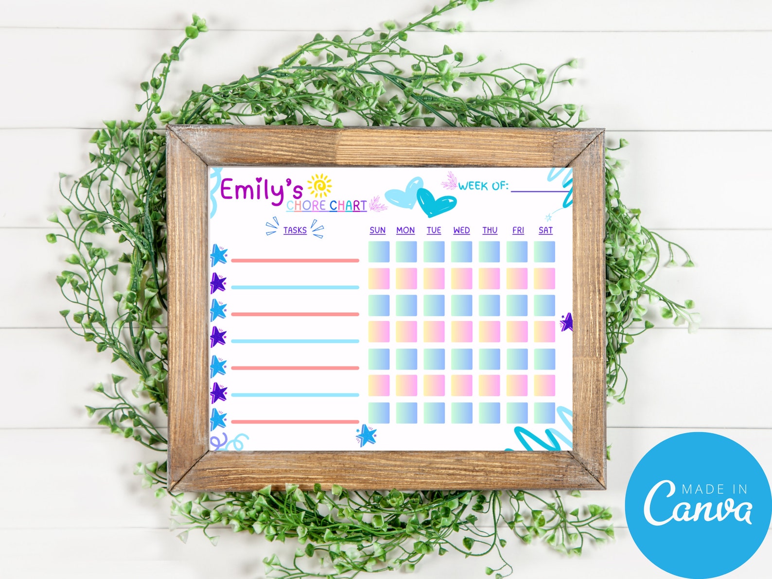 Kid's Chore Chart Template Canva Chore Calendar - Etsy