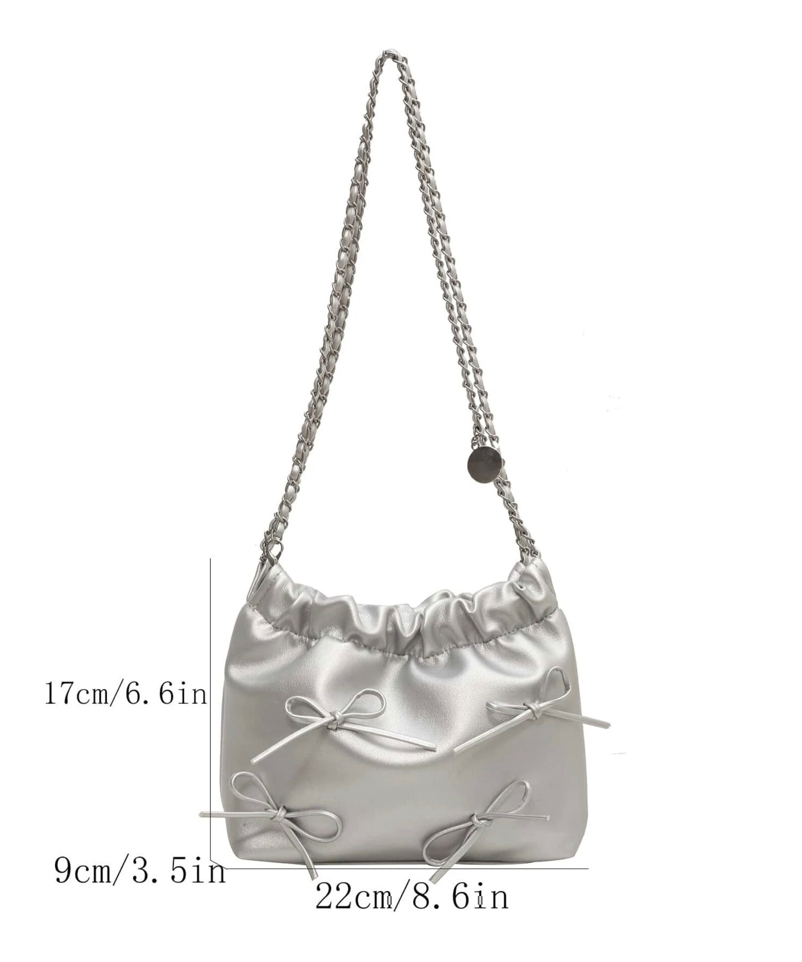 Trendy Silver Bow Bag, Metallic Bag, Silver Shoulder Bag, Cute Silver ...