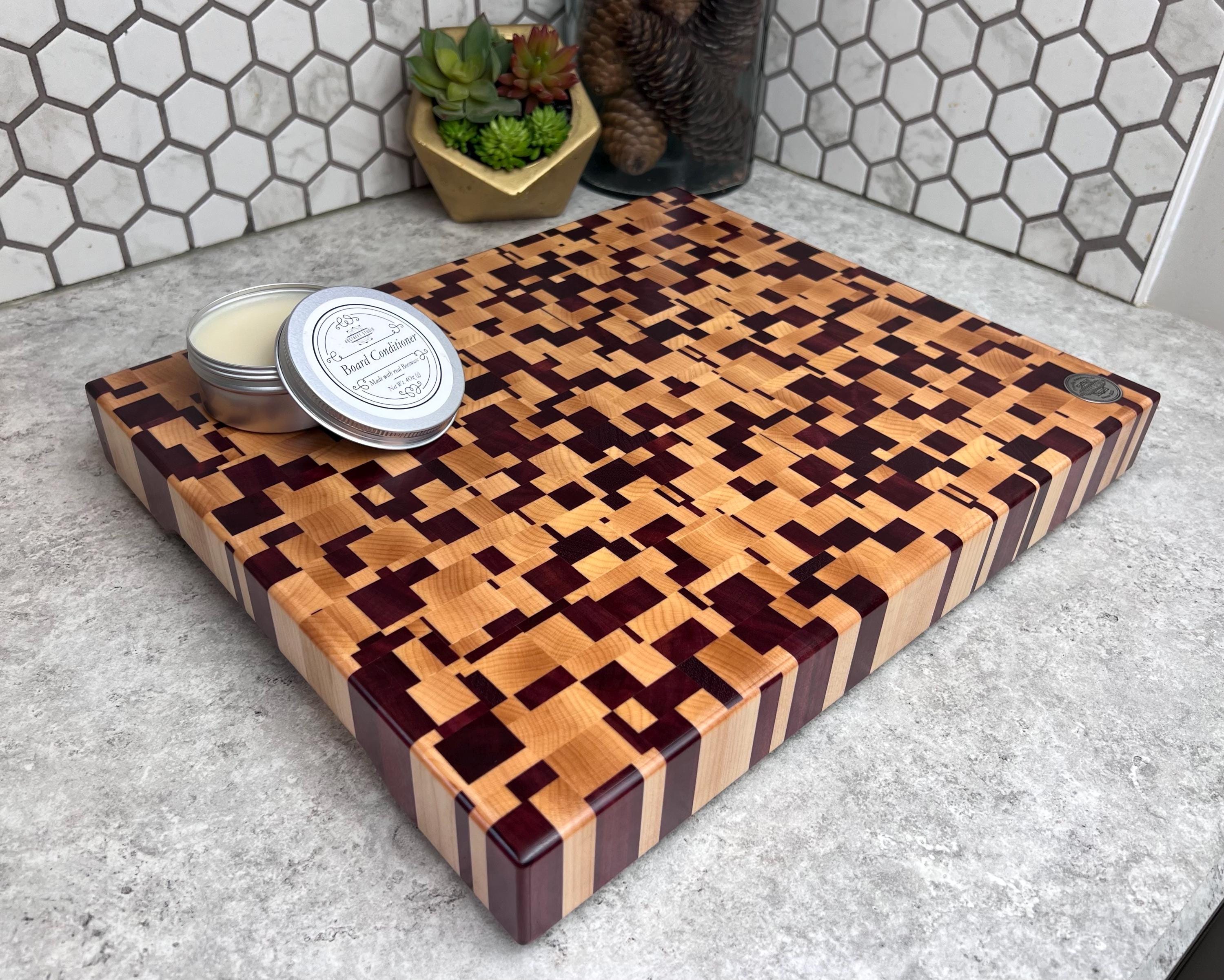 End Grain Cutting Board : Chaos Pattern Purple Heart/maple - Etsy