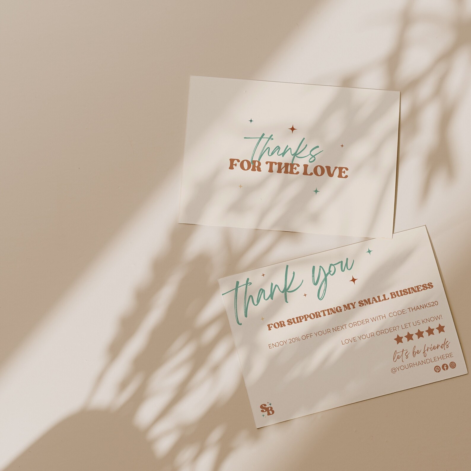 Boho Soft Thank You Cards, Small Business Thank You Cards, Business ...