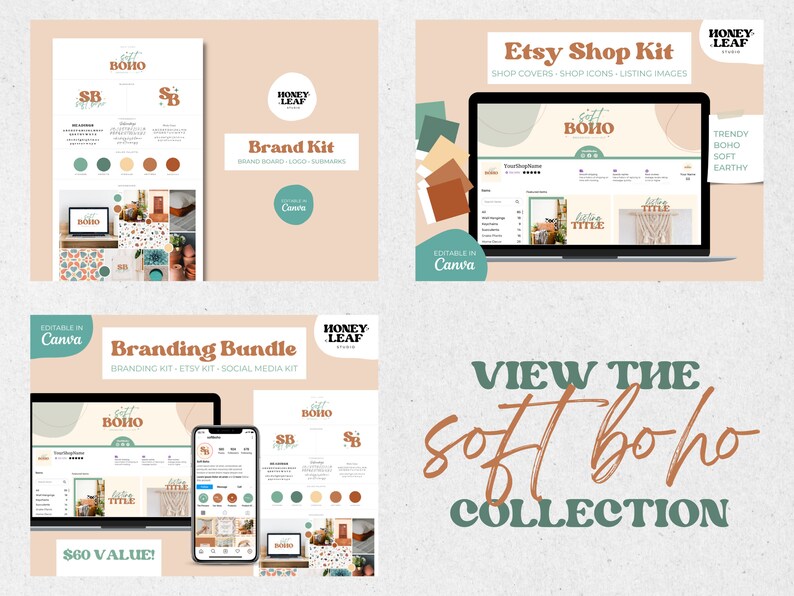 Soft Boho Social Media Kit, Instagram Post Templates, Story Highlight ...