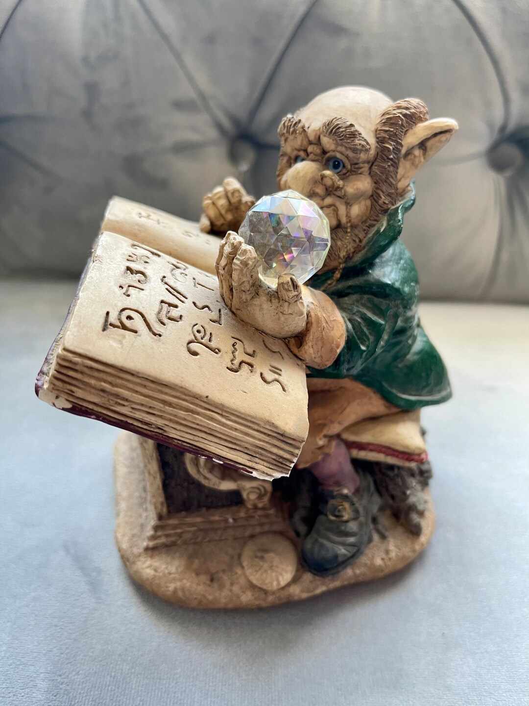 Unique Hand Painted Ceramic Elf With Crystal Ball Figurine - Etsy