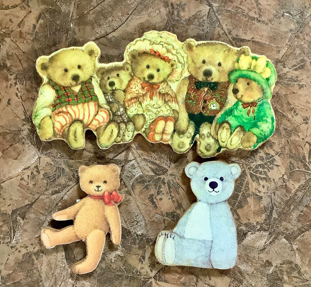 Vintage Set of Three Teddy Bear Refrigerator Magnets - Etsy