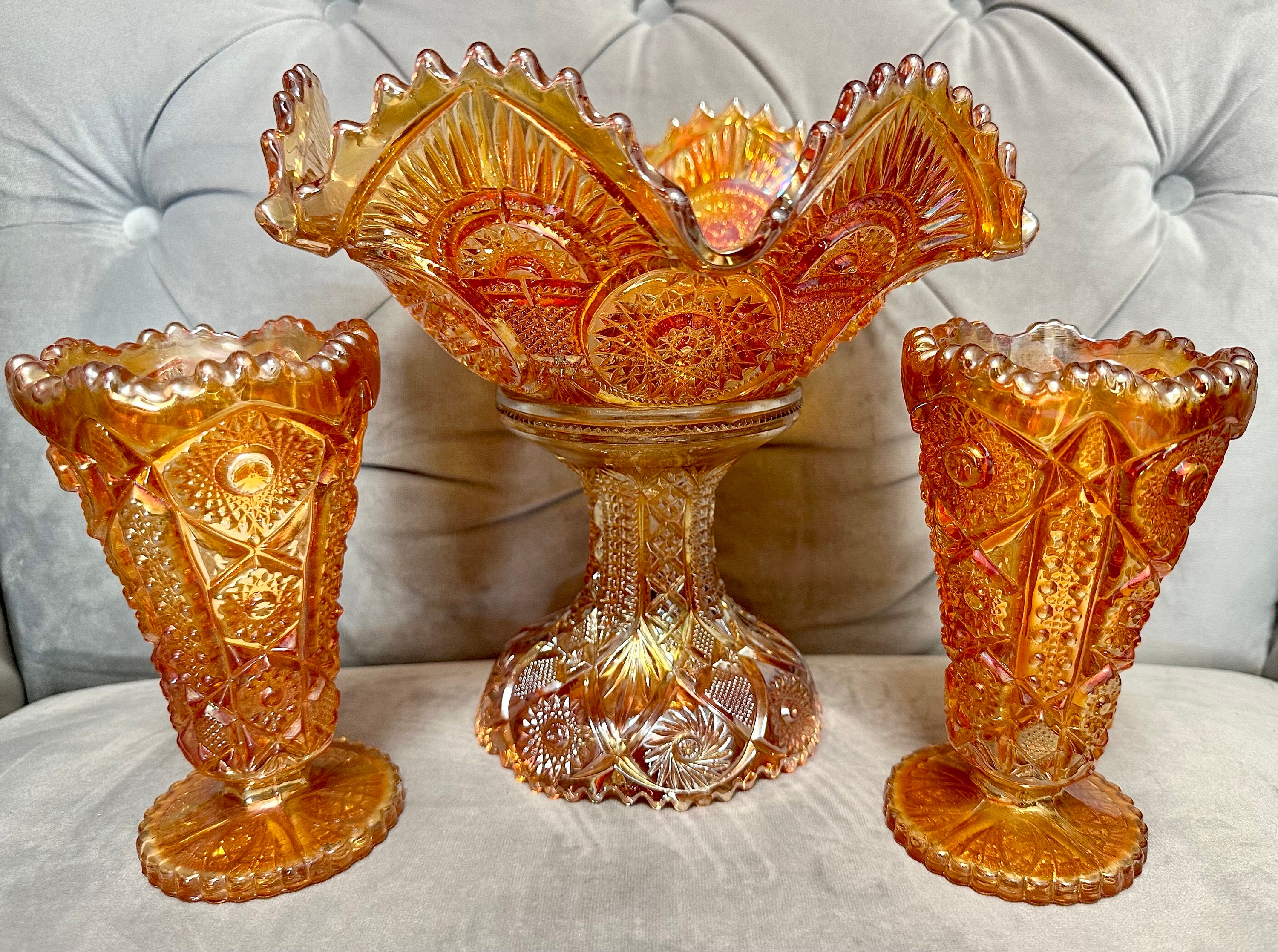 Beautiful VINTAGE Imperial Glass Marigold/amber CARNIVAL GLASS - Etsy