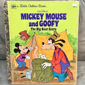 1978 Walt DISNEY "mickey & GOOFY the Big Bear Scene" Little Golden Book ...