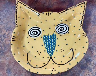 Ceramic Cat Shaped Plate - Etsy