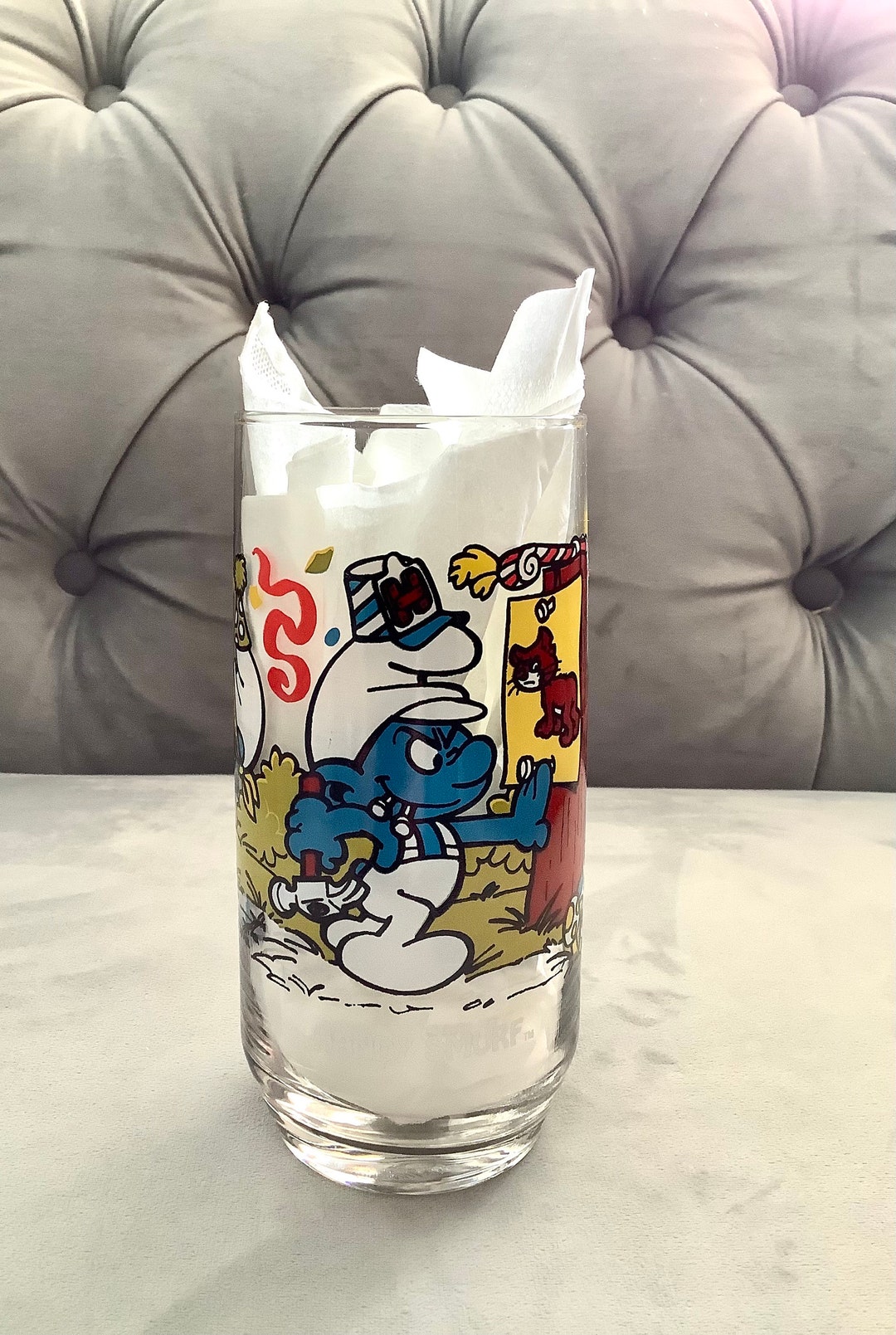 Vintage 1983 Wallace Bernie & Co. “smurfs Handy SMURF” Glass Tumbler - Etsy