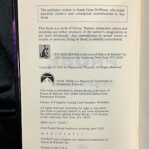 1992 Paramount Pictures "star TREK Probe" A Hard Cover Novel by ...