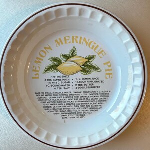 Vintage 80s HANKOOK Lemon Meringue Pie Plate W/recipe on Plate - Etsy
