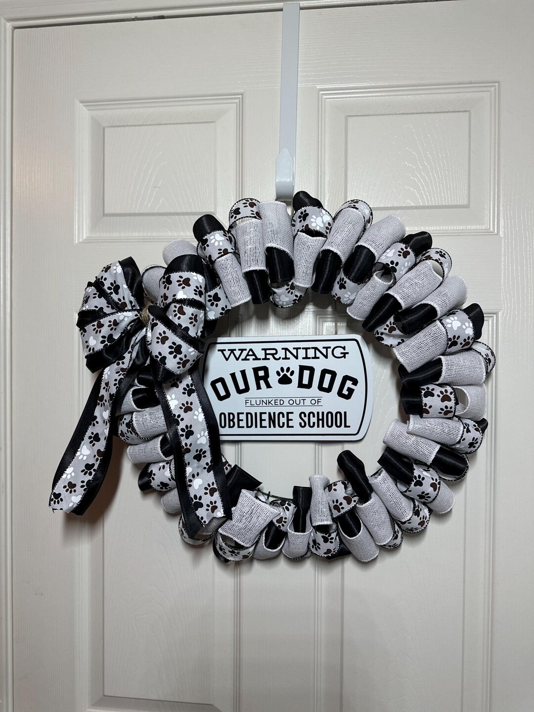 Handmade Dog Themed Wreath,paw Print Ribbon Wreath, Dog Owner Front ...