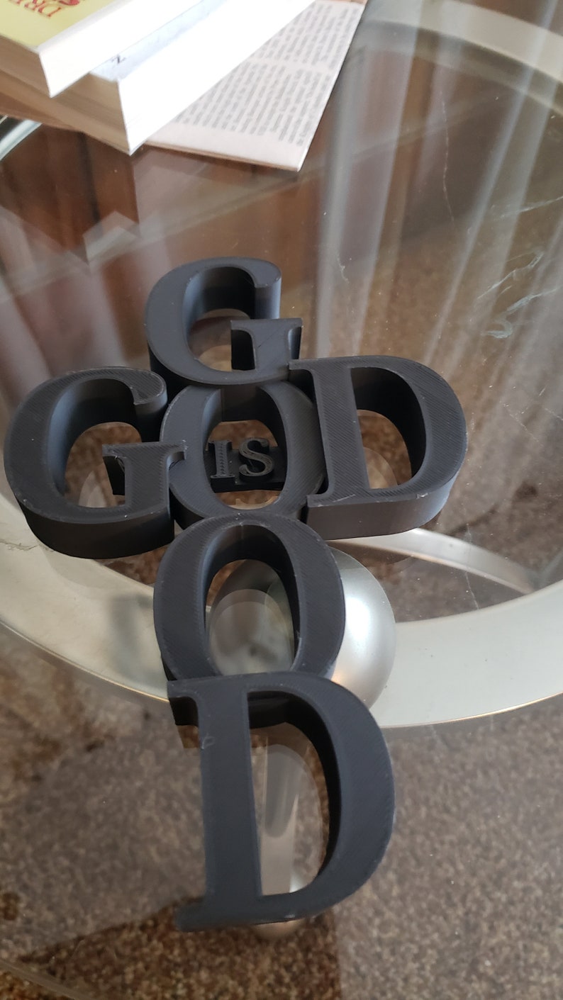 Matte Black 3D Printed "god is Good" Cross | Inspirational Home Decor ...