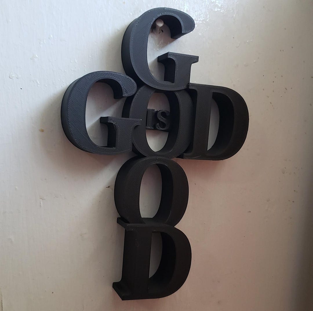 Matte Black 3D Printed "god is Good" Cross | Inspirational Home Decor ...