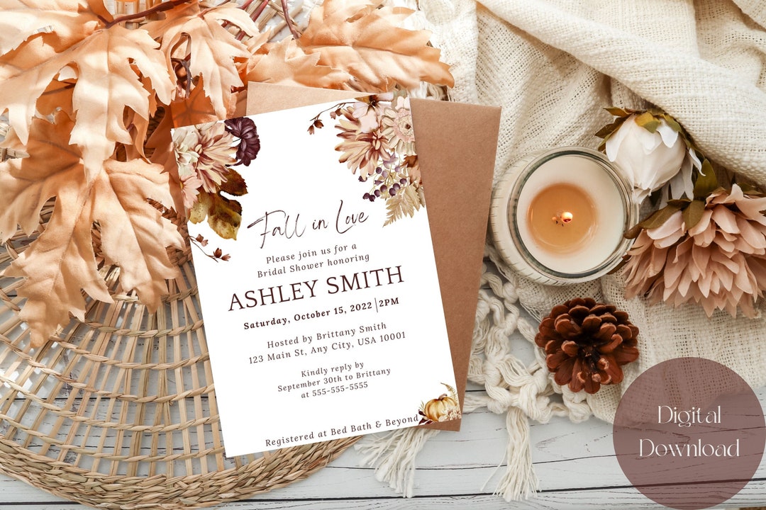 Personalized Fall Bridal Shower Invitation Digital Download - Etsy