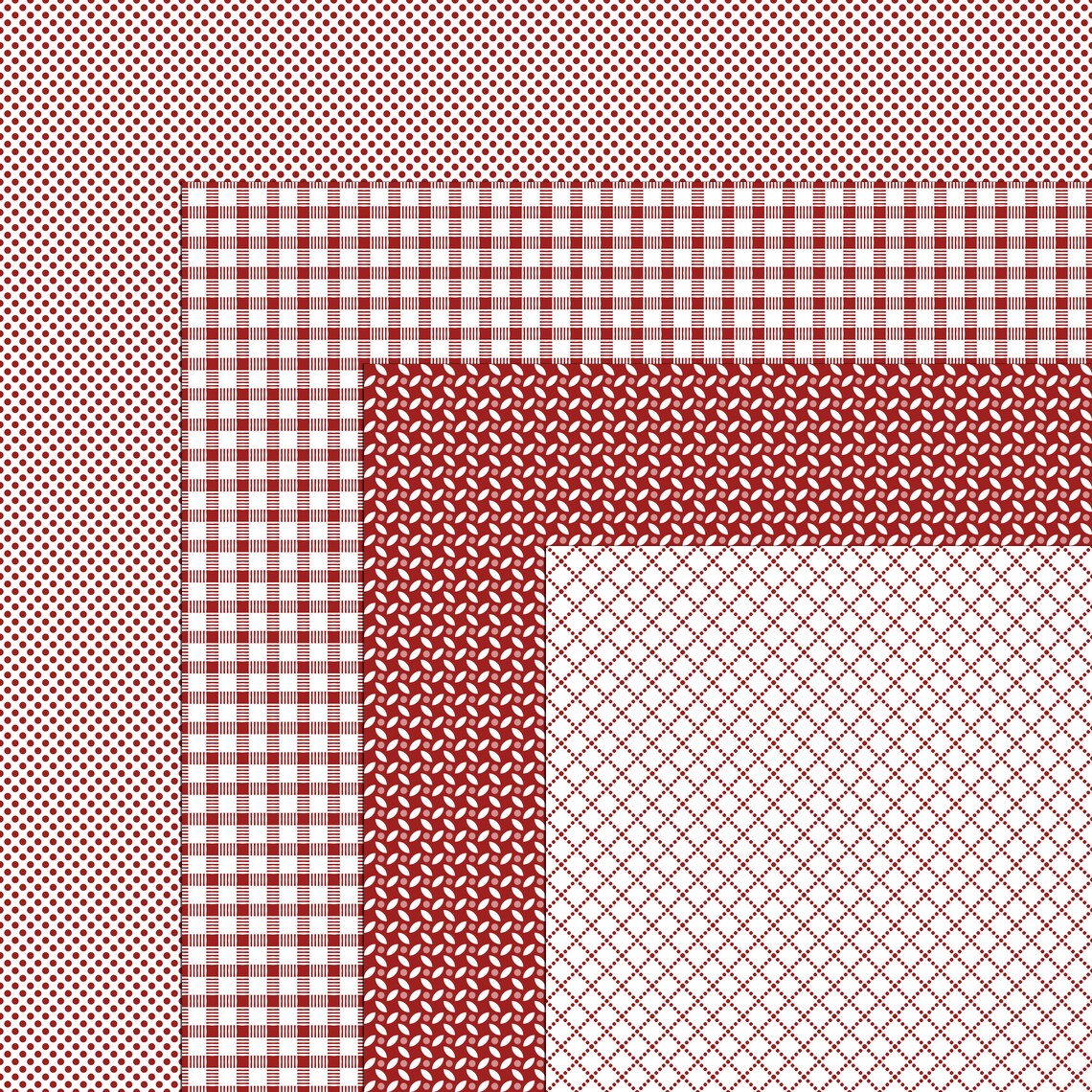 Red Digital Paper Pack With Small Patterns. Red Backgrounds. Red Card ...