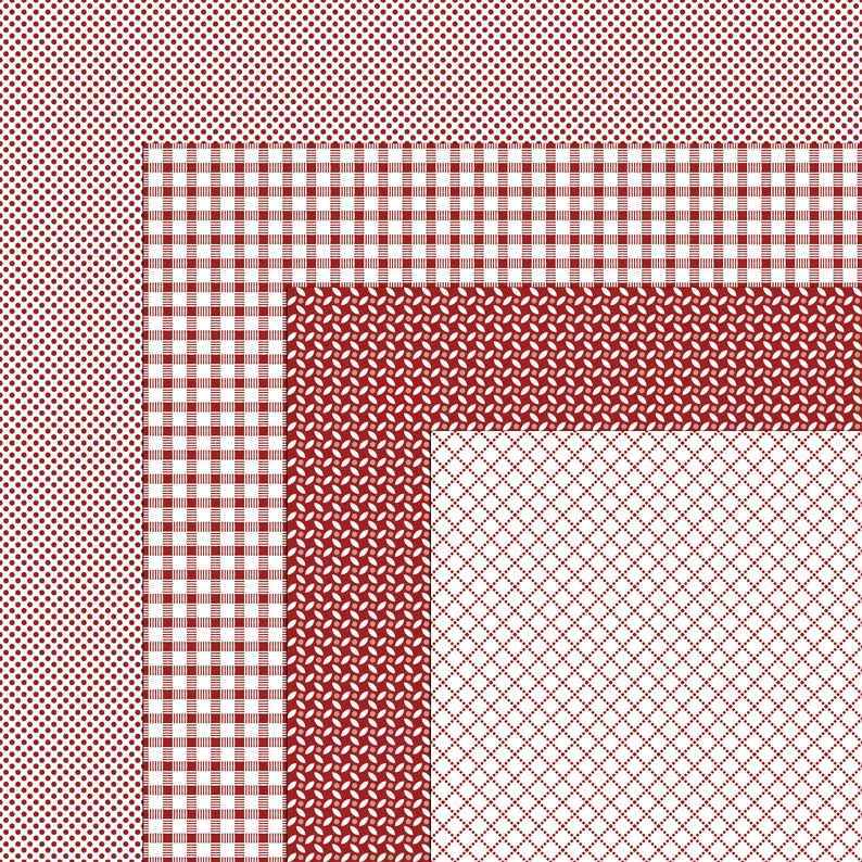 Red Digital Paper Pack With Small Patterns. Red Backgrounds. Red Card ...
