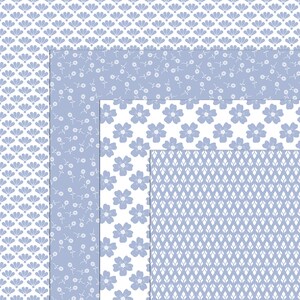 Light Blue & White Floral Digital Paper Pack. 32 Light Blue White ...