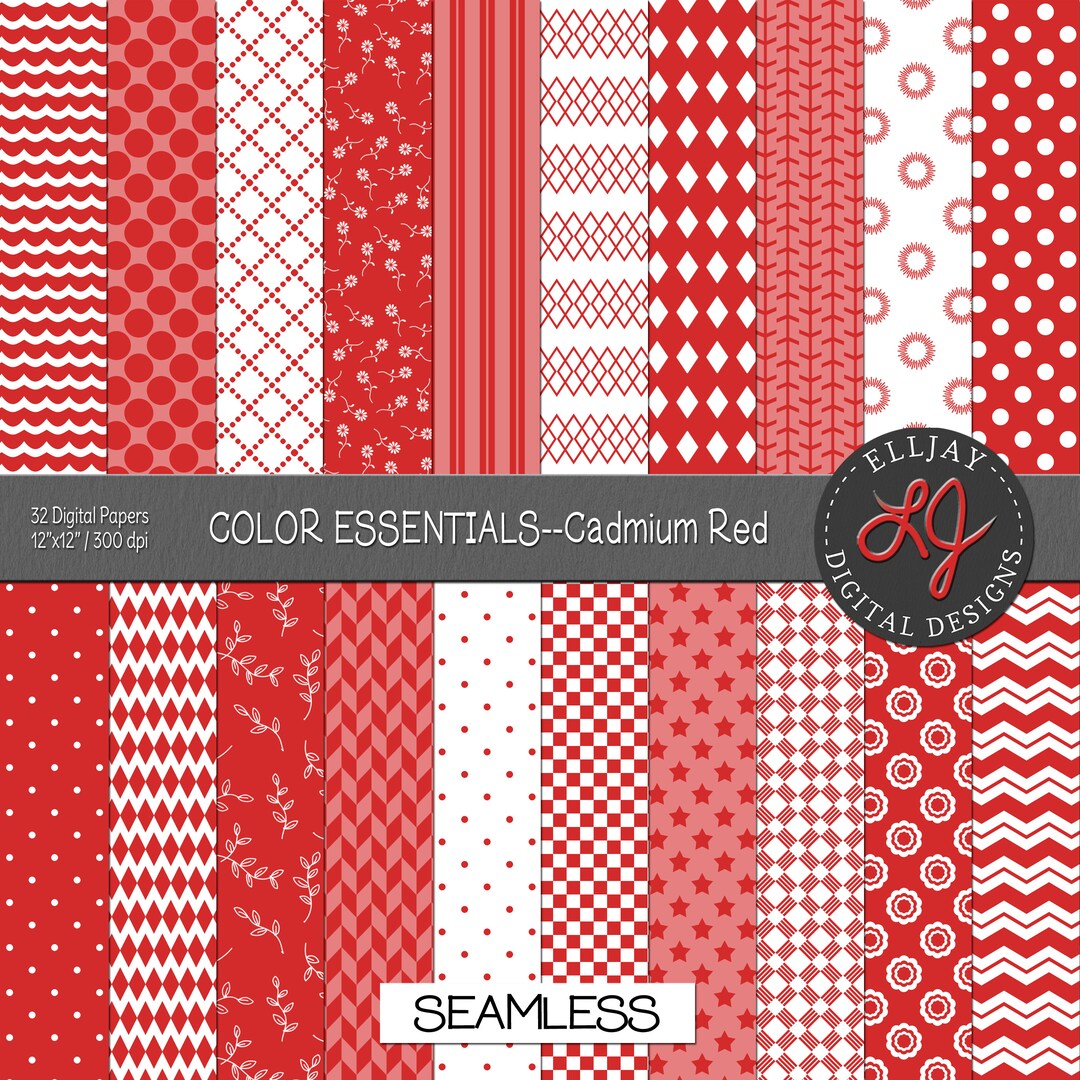 Cadmium Red Digital Paper Pack, Seamless Patterns (digital Download) - Etsy