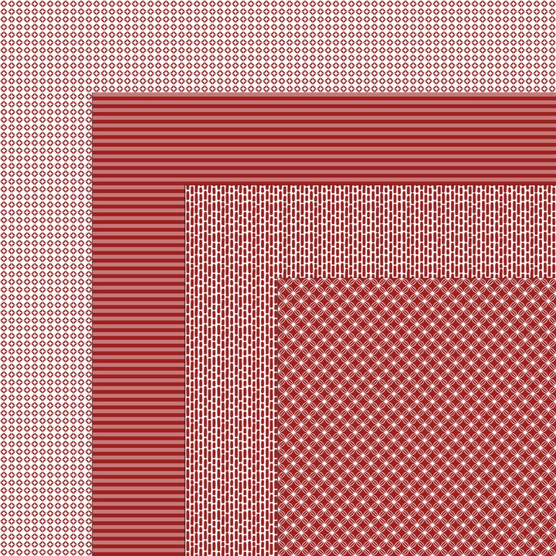 Red Digital Paper Pack With Small Patterns. Red Backgrounds. Red Card ...
