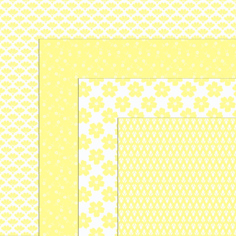 Pastel Yellow Floral Digital Paper Pack: 32 Seamless Patterns (instant ...
