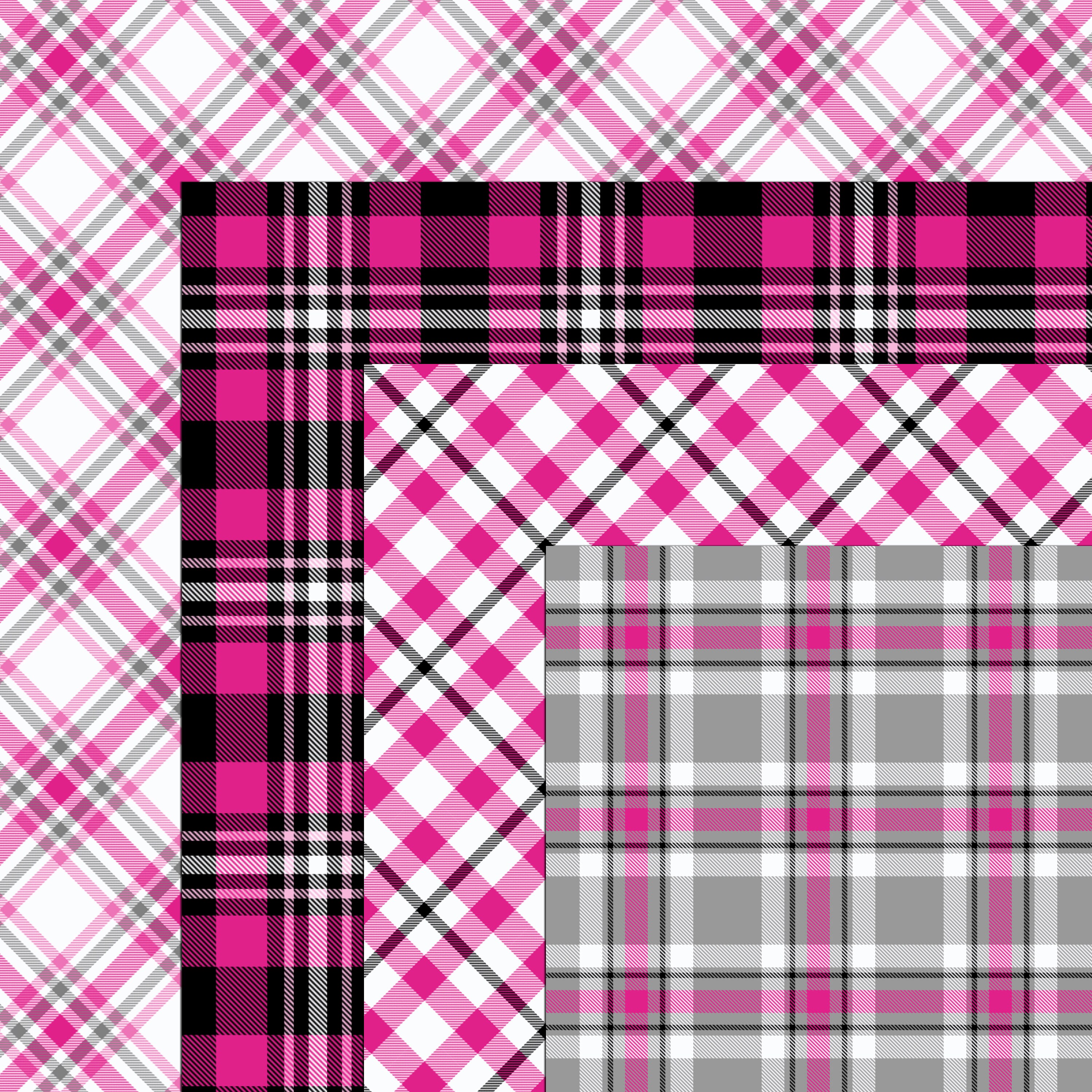 Pink & Black Plaid Digital Paper Pack: Valentine Scrapbook Patterns (12 ...