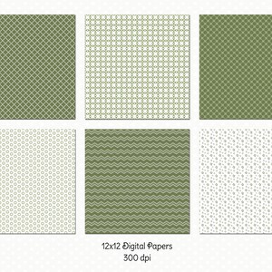 Sage Green & White Digital Paper Kit. Sage Green Printable Scrapbook ...