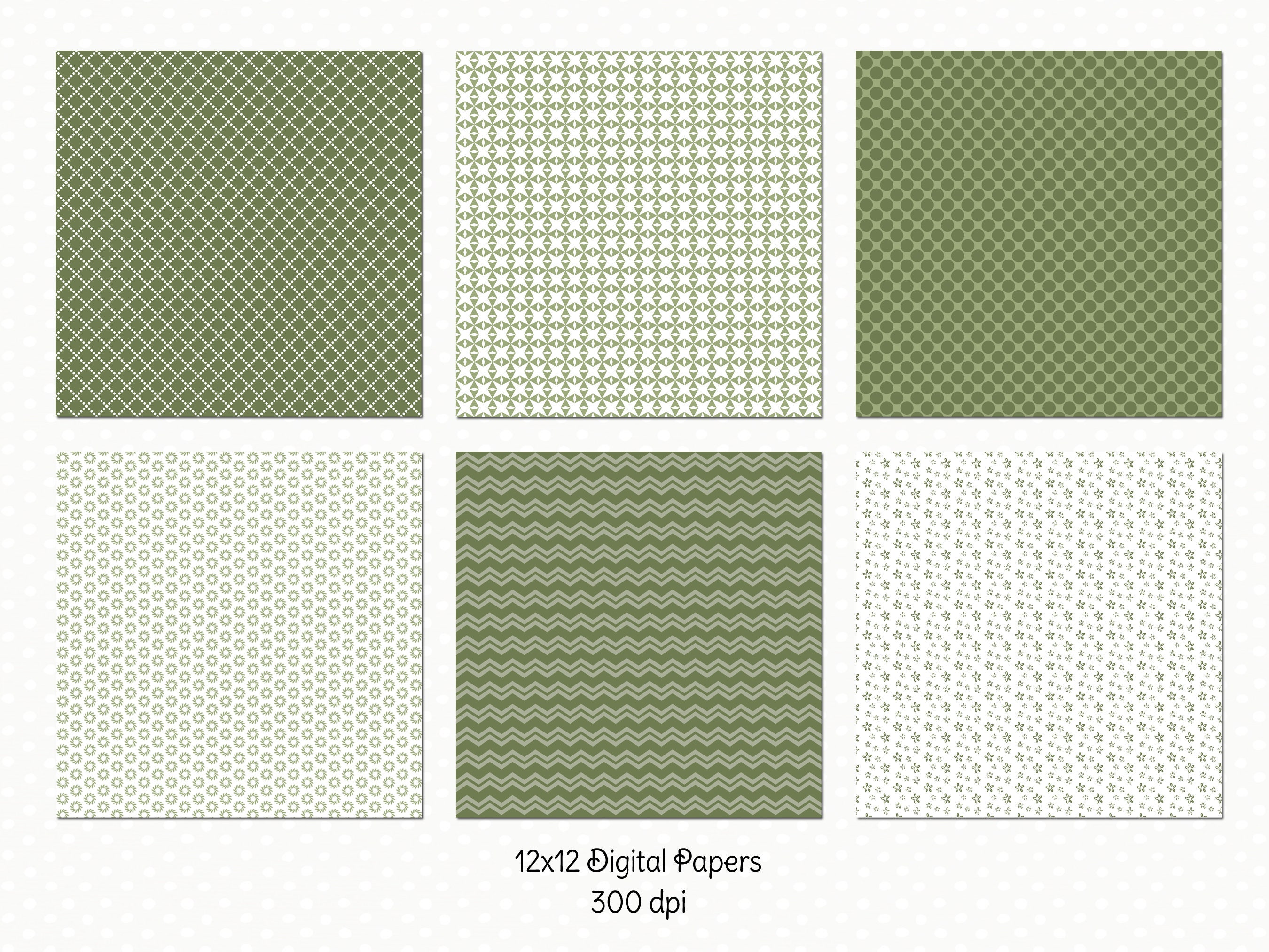 Sage Green & White Digital Paper Kit. Sage Green Printable Scrapbook ...