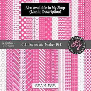 Hot Pink & Black Digital Paper Pack. Seamless Pink Backgrounds ...