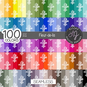 Fleur-de-lis Digital Paper Pack: 100 Rainbow Colors (digital Download ...