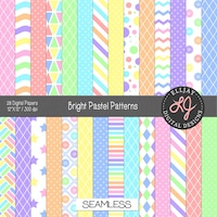 Bright Pastel Pinstripe and Polka Dot Digital Paper. Pastel Backgrounds ...