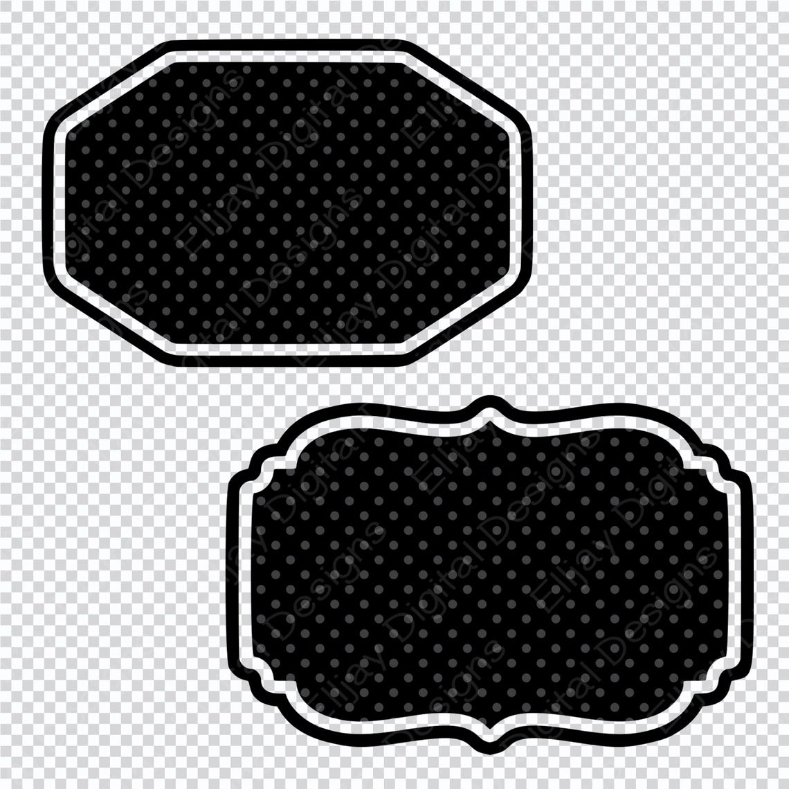 Black Polka Dot Frames Clipart: Printable Labels (PNG Digital Download ...