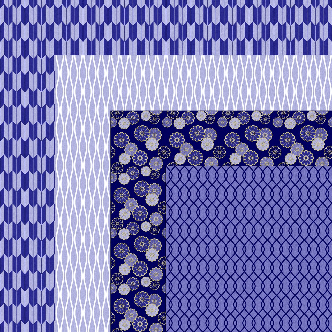 Japanese Patterns Digital Paper. Printable Wagara Patterns. Sayagata ...