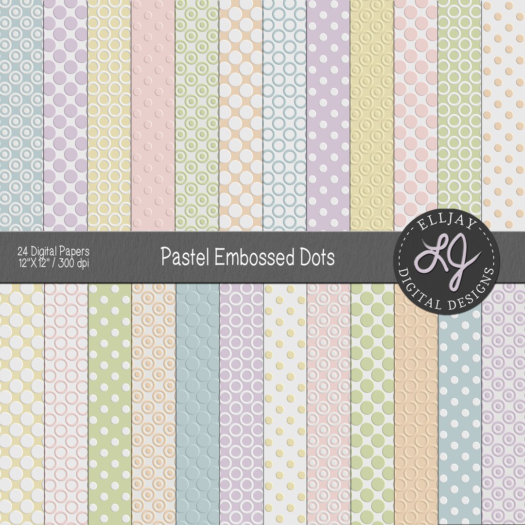 Embossed Pastel Polka Dot Digital Paper. Patterns With Light Embossed ...