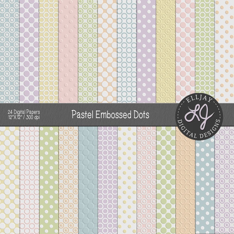 Embossed Pastel Polka Dot Digital Paper. Patterns With Light Embossed ...
