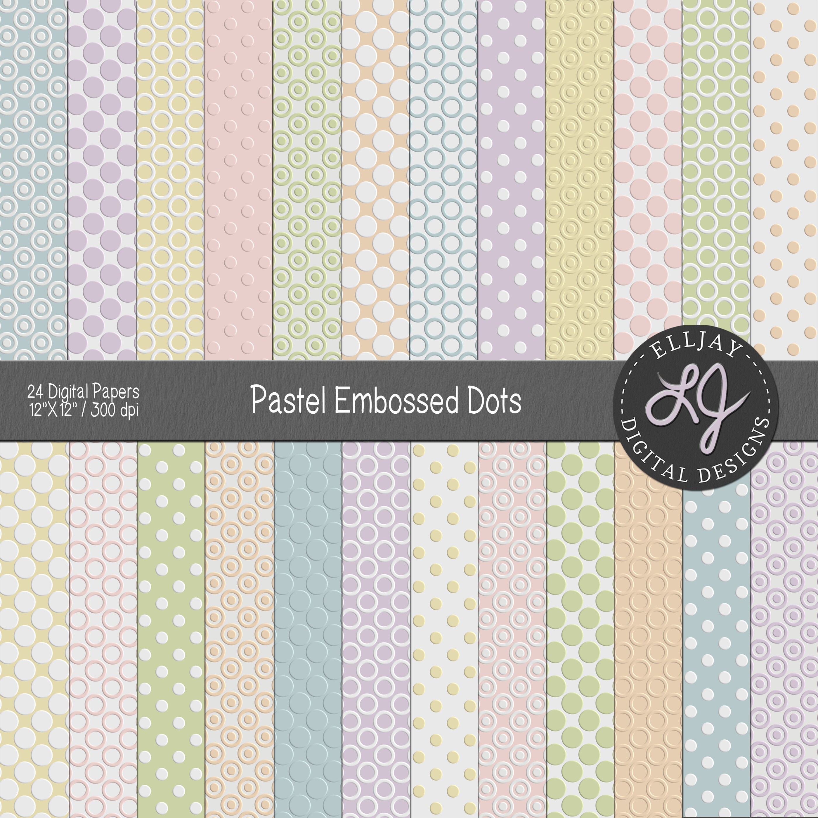 Embossed Pastel Polka Dot Digital Paper. Patterns With Light Embossed ...