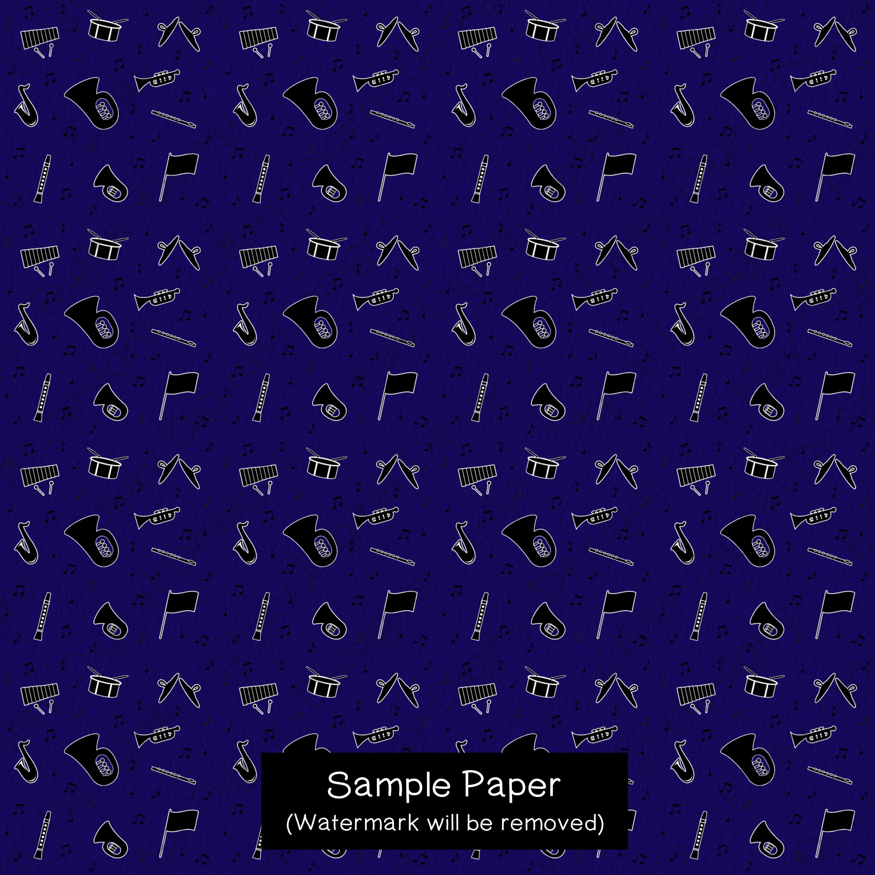 Navy Blue Marching Band Paper Pack: Music Notes, Instruments (digital ...