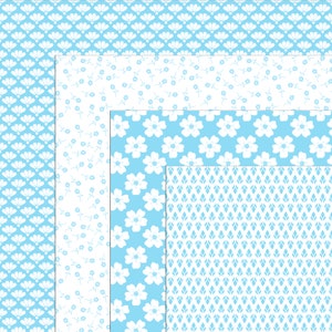 Pastel Blue Floral Digital Paper Pack. 32 Light Blue Pattern. Pastel ...