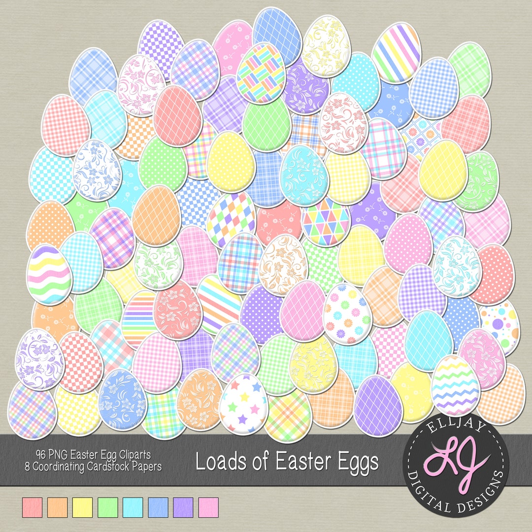 Easter Egg Clipart: 96 Pastel PNG Images (digital Download) - Etsy