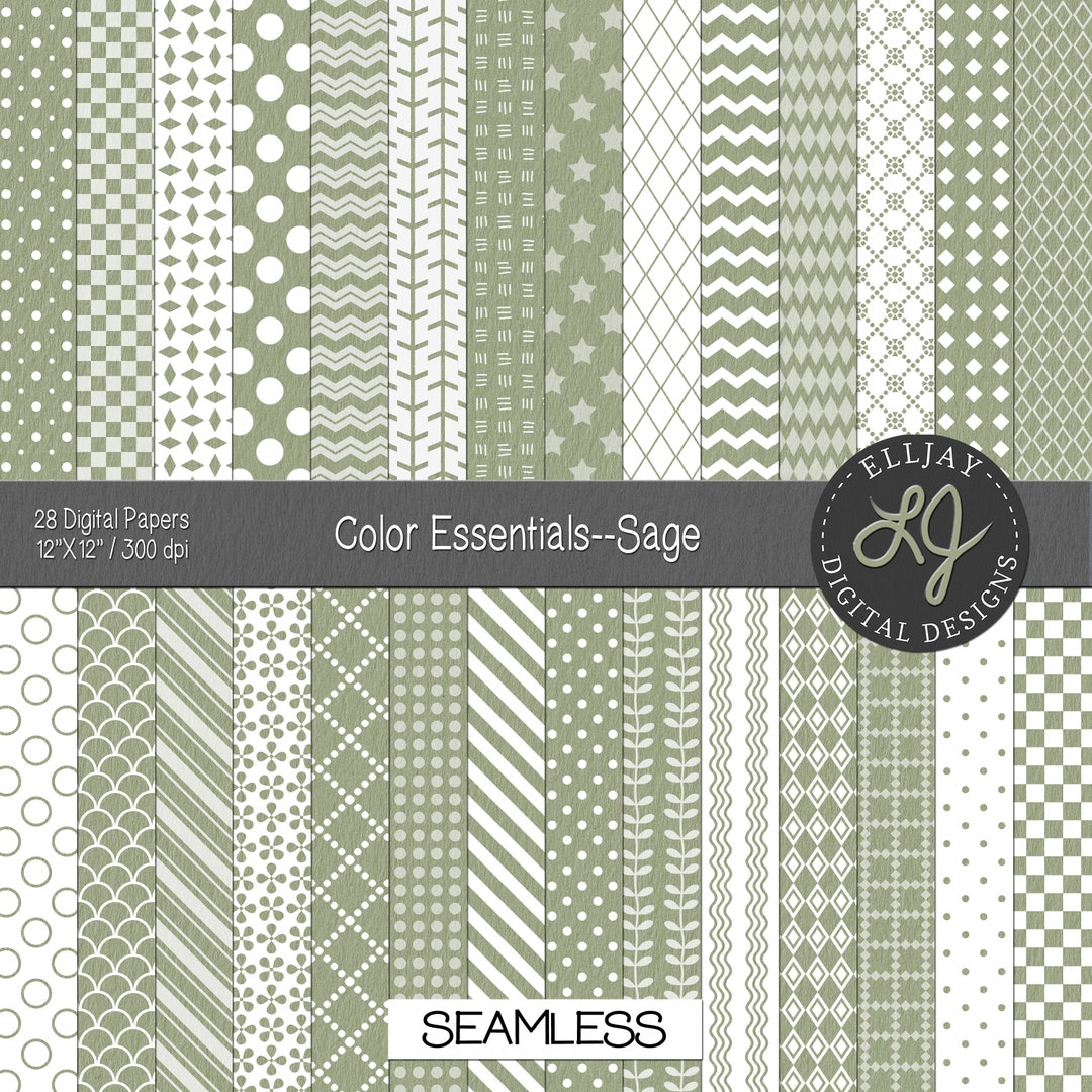 Sage Digital Paper Pack With Light Texture. Seamless Sage Scrapbook ...