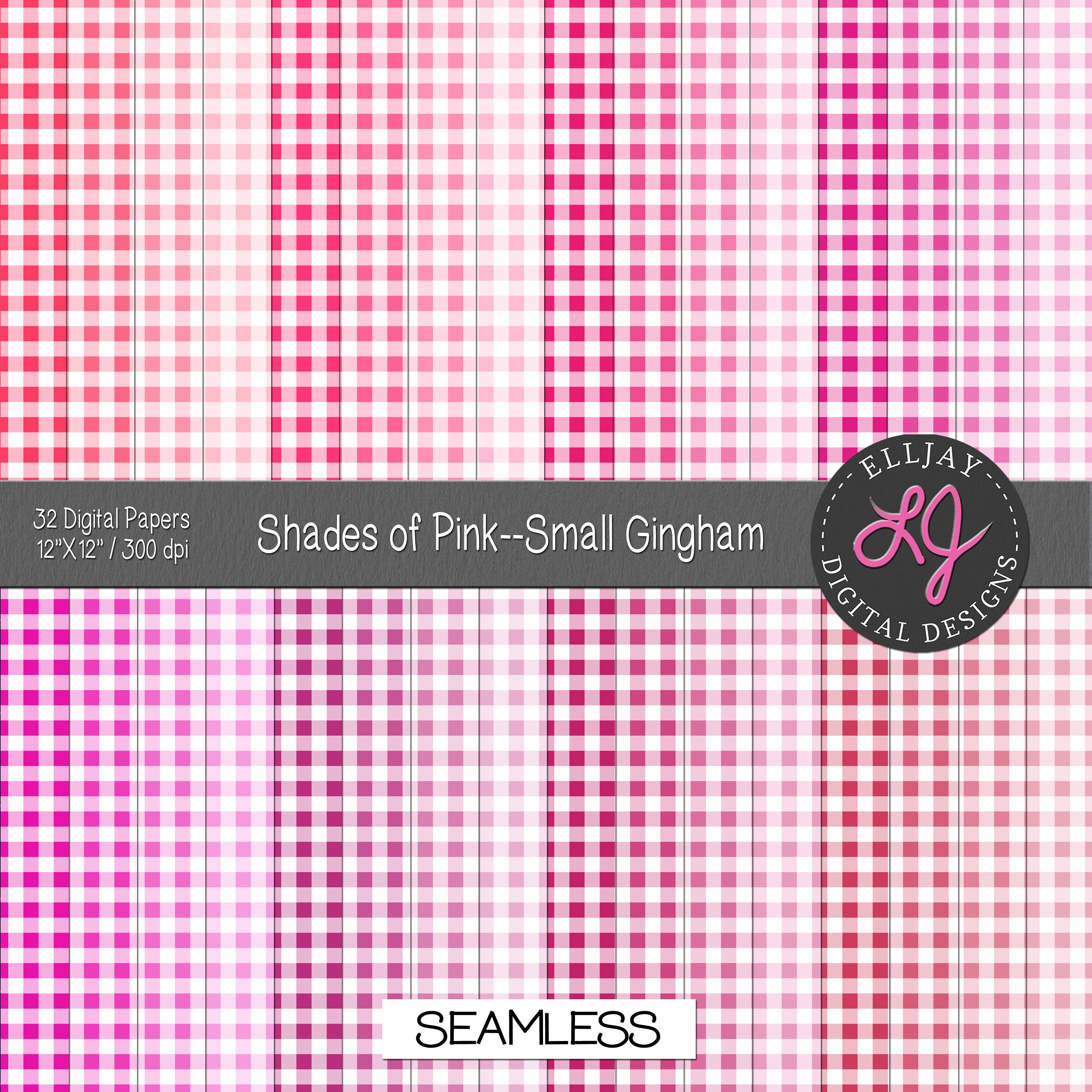Shades of Pink Gingham Digital Paper. Pink Gingham Digital Paper ...