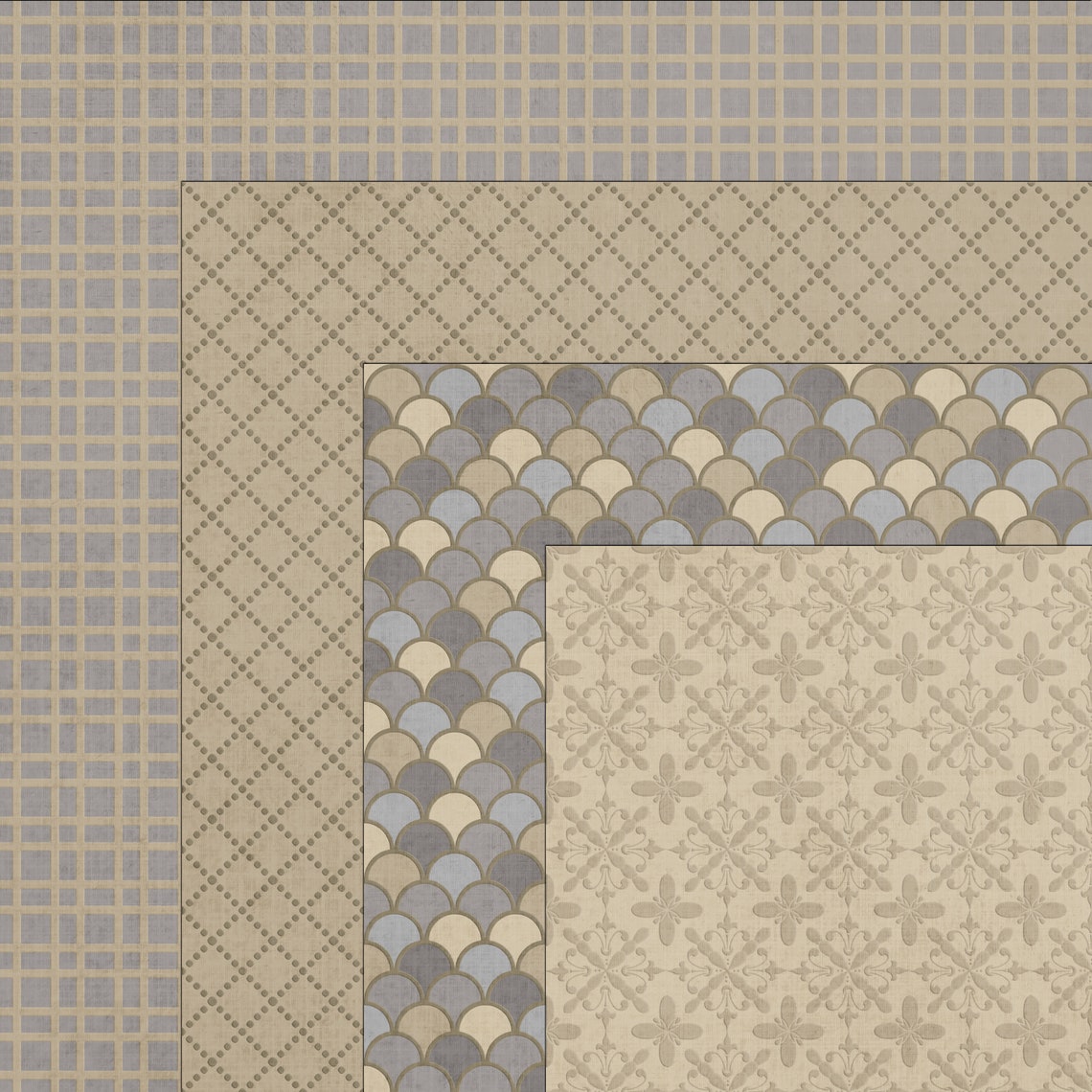 Neutral Embossed Digital Paper With Light Texture. Gray & Beige ...