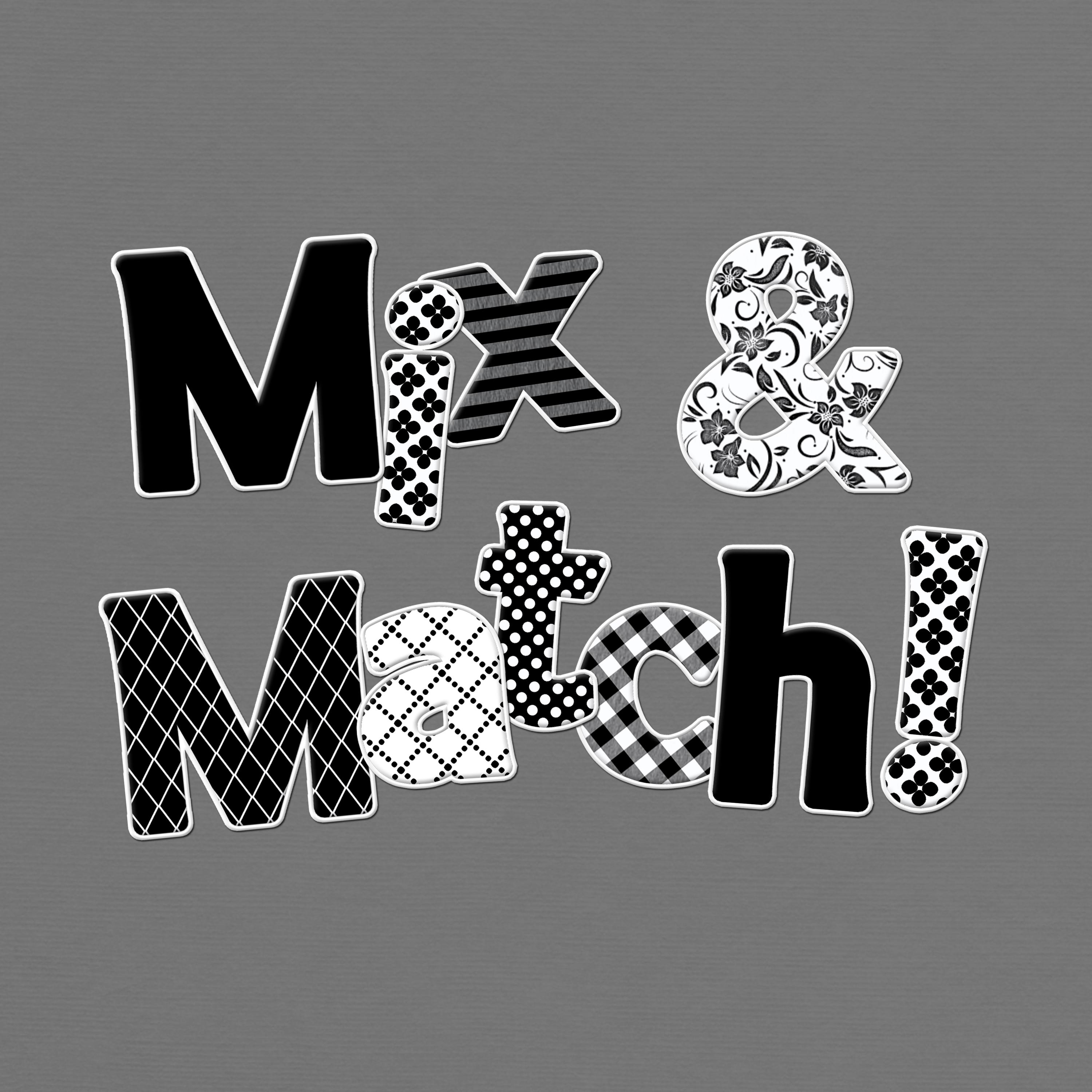 Black Patterns Digital Alphabets. Individual Files PNG Alpha ...