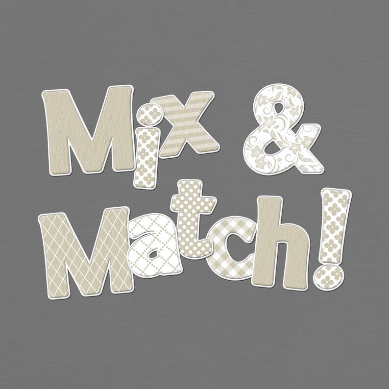 Tan Patterned Alphabet PNG Clipart: Beige Letters & Numbers (digital ...