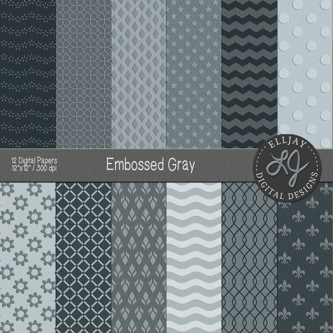 Embossed Gray Digital Paper With Cardstock Texture. Scrapbook Patterns ...