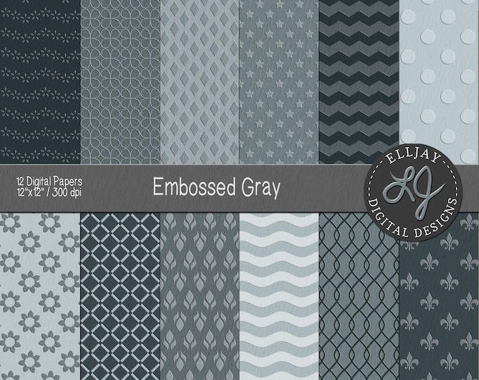 Embossed Gray Digital Paper With Cardstock Texture. Scrapbook Patterns ...