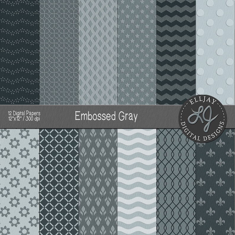 Embossed Gray Digital Paper With Cardstock Texture. Scrapbook Patterns ...