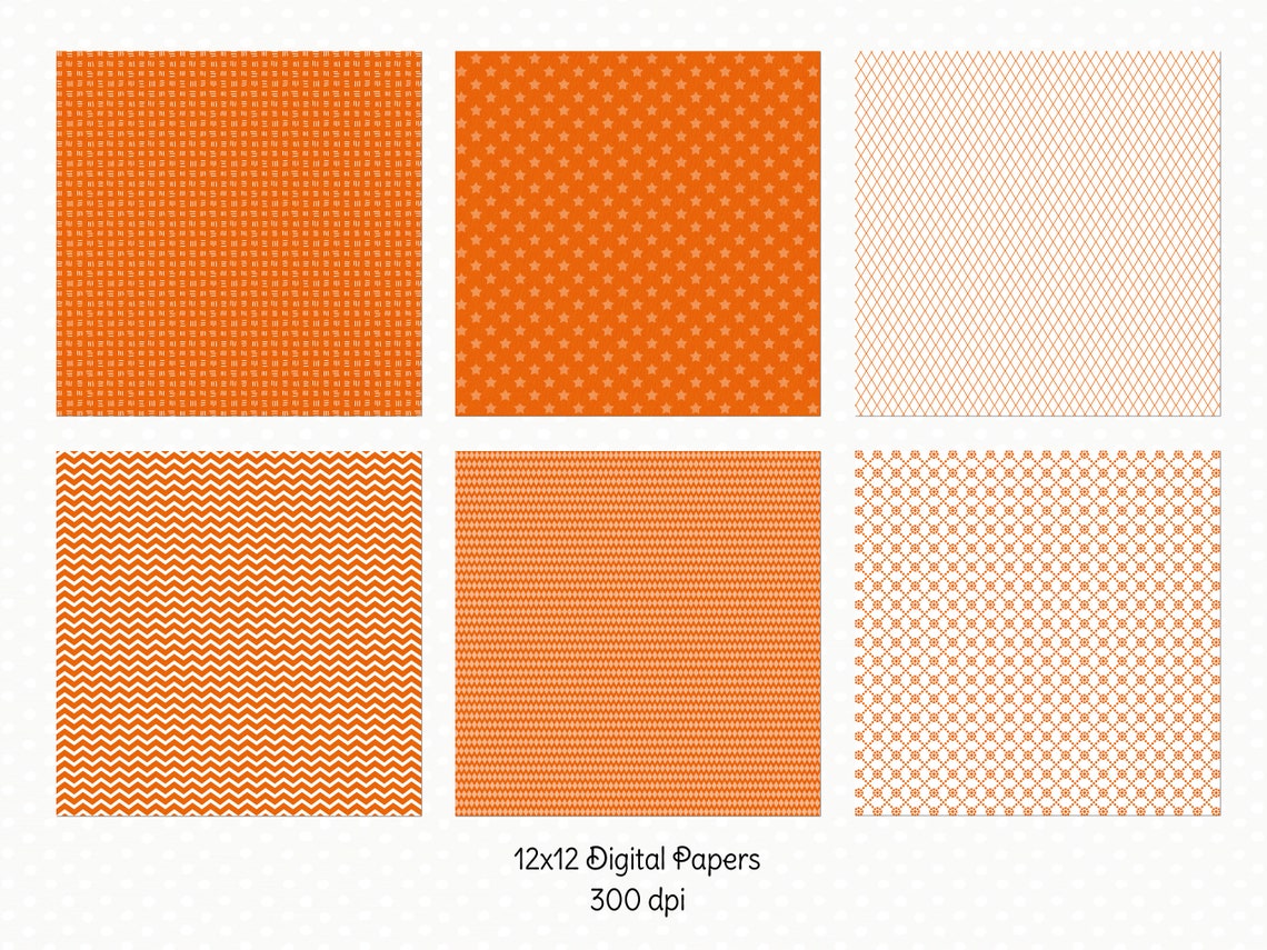 Orange Digital Paper Kit With Light Texture. Graduations, Scrapbooking ...