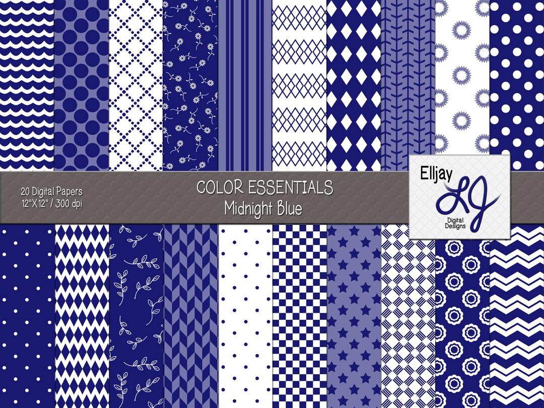Midnight Blue Digital Paper Kitseamless. Includes Polka Dot - Etsy